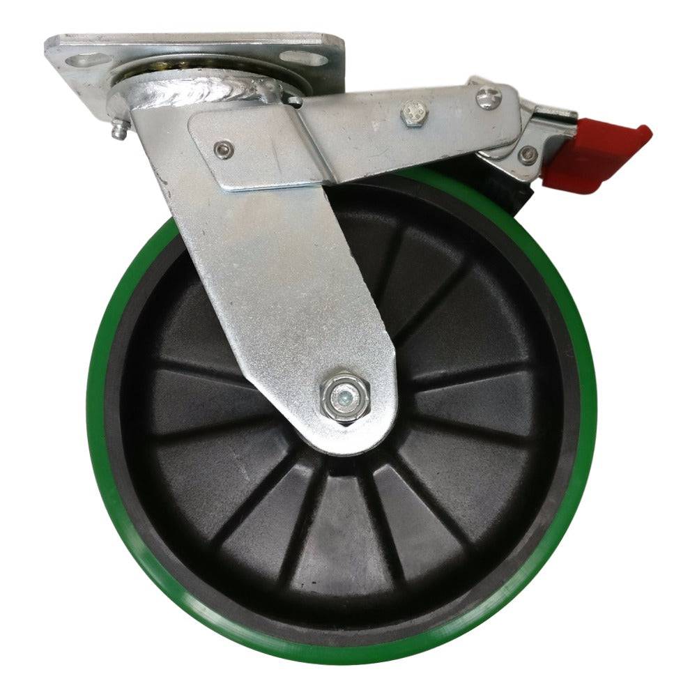 8" x 2" Trailing Total Lock Swivel Caster with Polyon Maxrok Wheel - F ...
